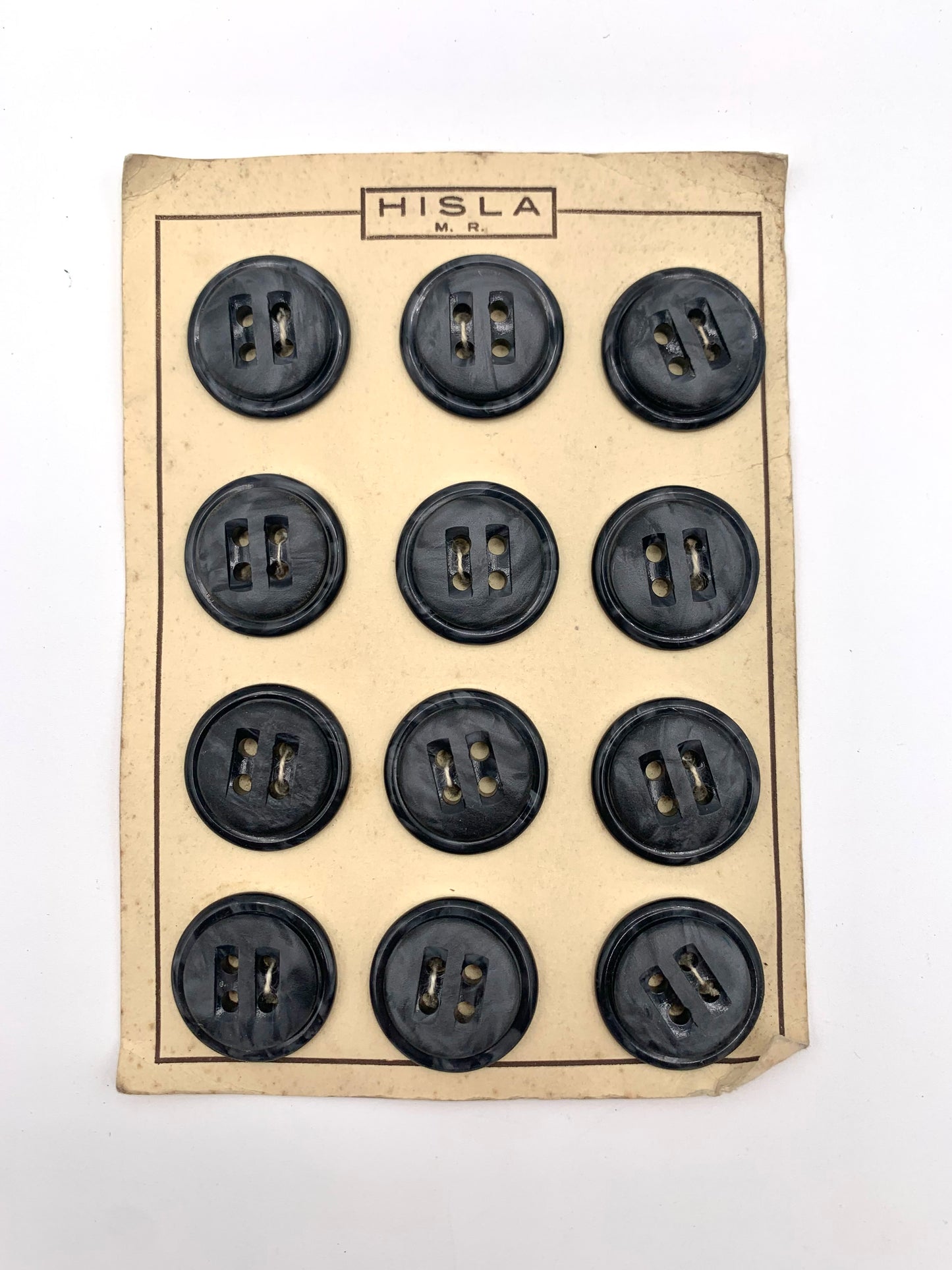 Cartón 12 botones vintage años 40 color gris efecto marmolado HISLA ...