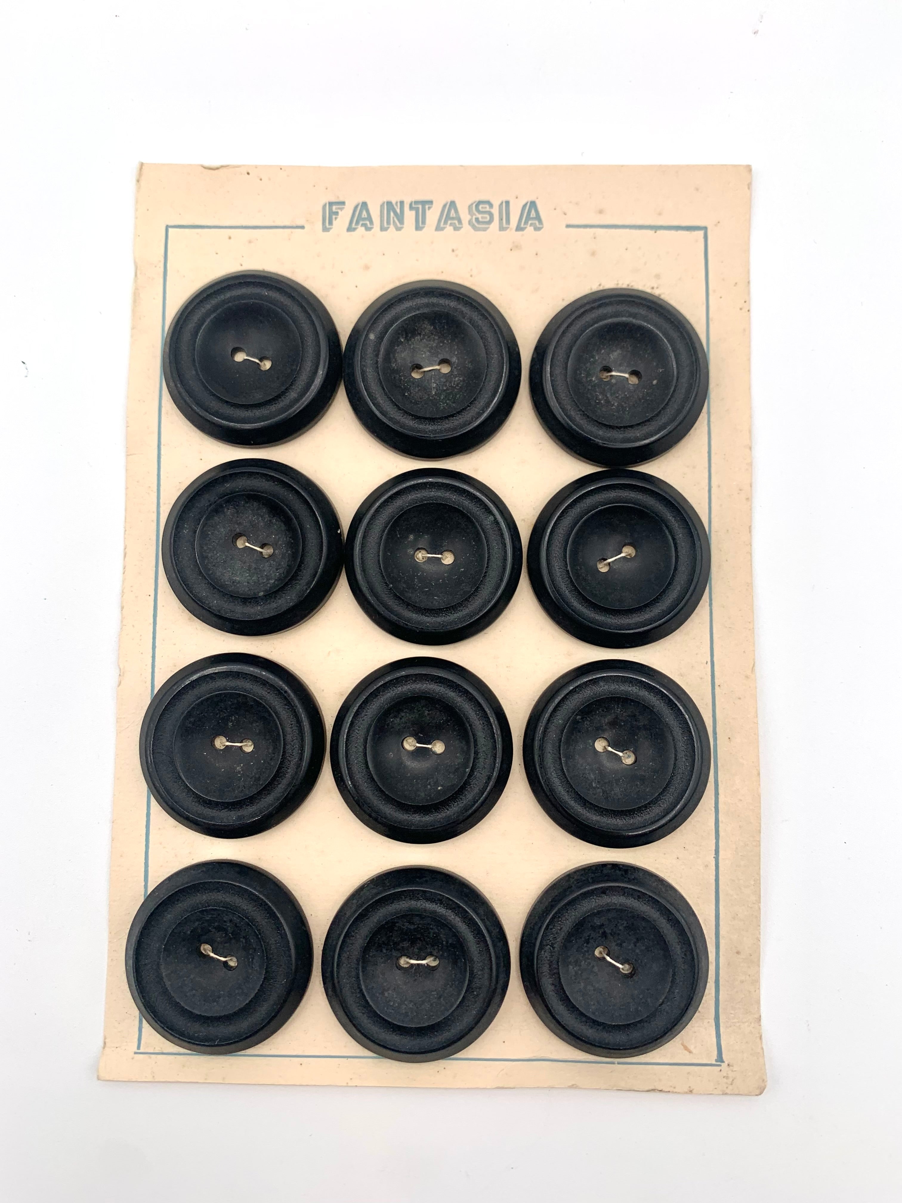 Cartón 12 botones vintage años 40 color negro – La Crisálida