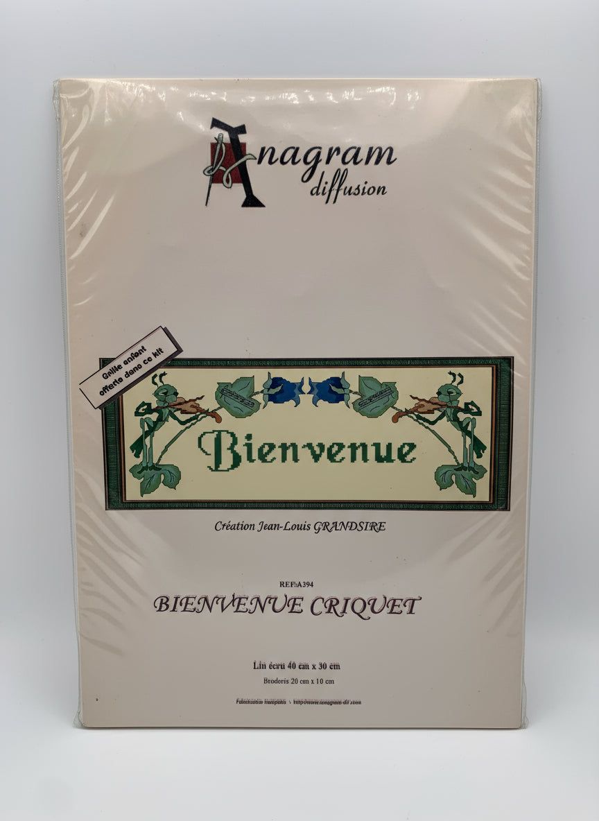 Kit de Punto de cruz Anagram Diffusion - 40x30cm - "Bienvenue criquet ...